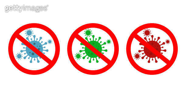 Virus icons. Stop corona. Sign bacteria danger. Antibacterial ...