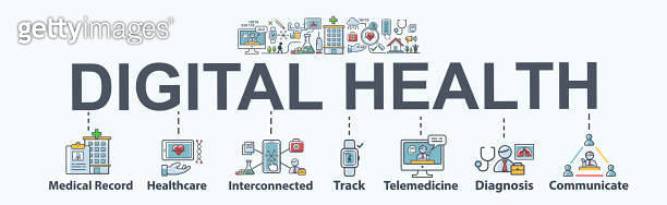 Digital Health banner web icon for Healthcare and Electronic Health ...