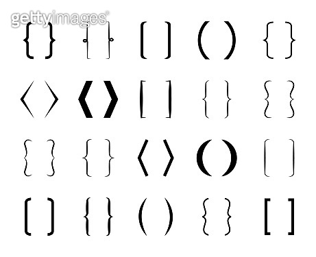Parenthesis. Curly bracket for text. Brace icon. line and frame for ...