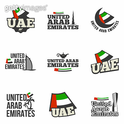 United Arab Emirates logos set with actual design elements. Perfect for ...