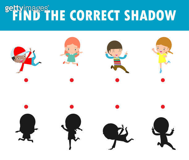 Shadow Matching Game for kids, Visual game for children. Connect the ...