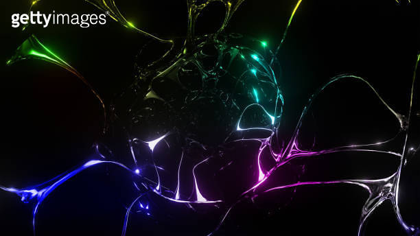 3D render, Abstract futuristic background, tunnel of thunder scene in ...