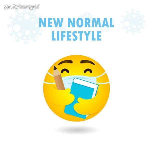 Back to school for new normal lifestyle concept. emoji emoticon wearing ...