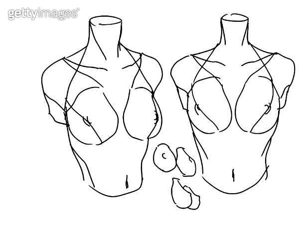 Female breast drawing tutorial. Drawing a woman's body with an emphasis ...