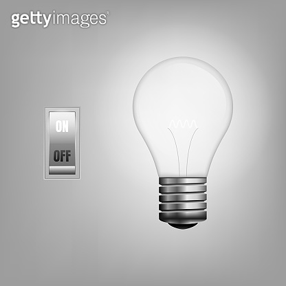 Realistic white glowing light bulb with switch button 이미지 (1270981141 ...