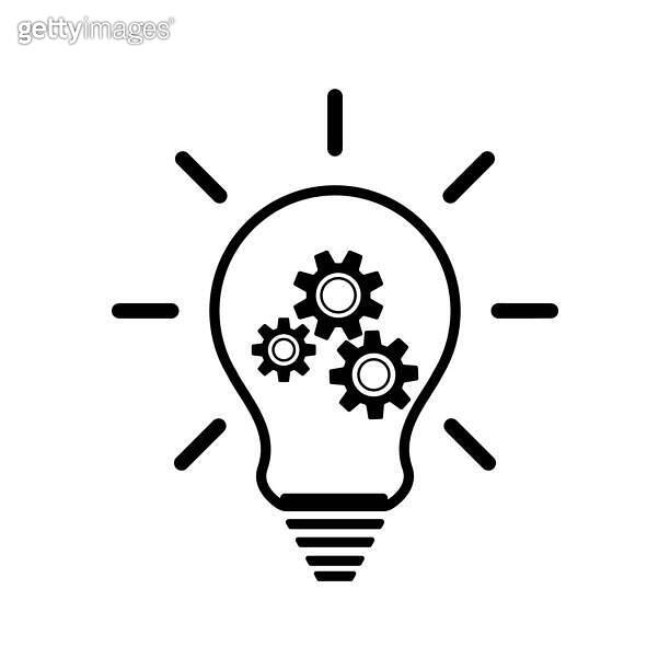 Lightbulb icon. Light bulb with cog gears symbol vector 이미지 (1277216965 ...