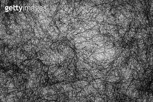 hand draw abstract background of black Fiber lines on white background ...