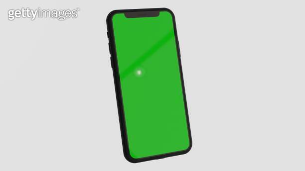 3D Rendered Green Screen Modern smart phone green screen image for ...