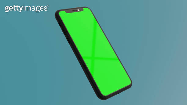 3D Rendered Green Screen Modern smart phone green screen image for ...
