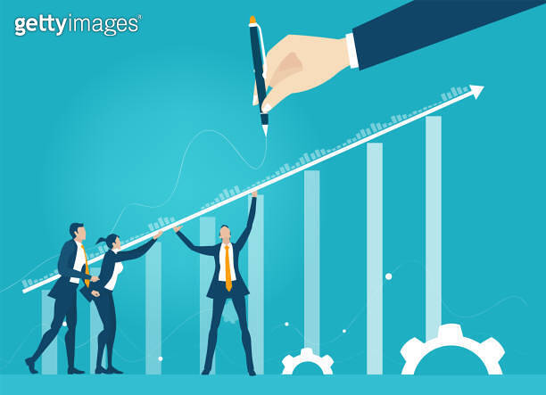 Business team holding arrow in order to keep business growing, support ...
