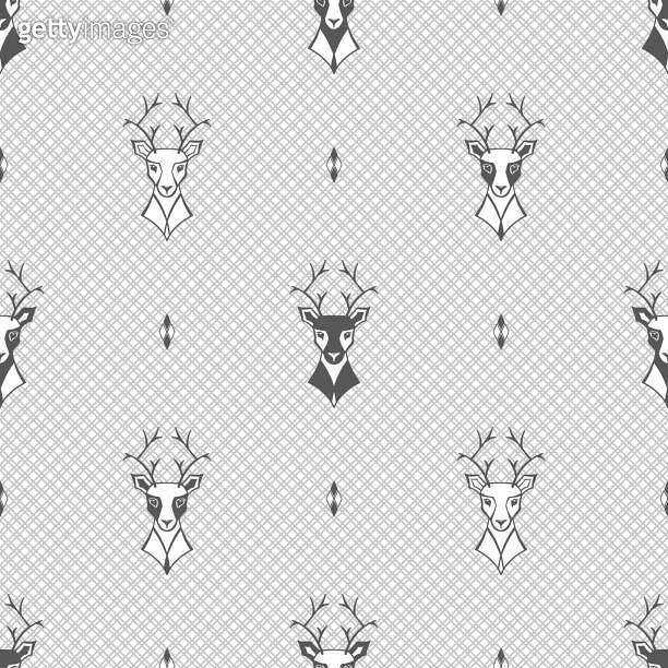 Deer Head with Diamond Shapes Vector Abstract Geometric Vintage ...