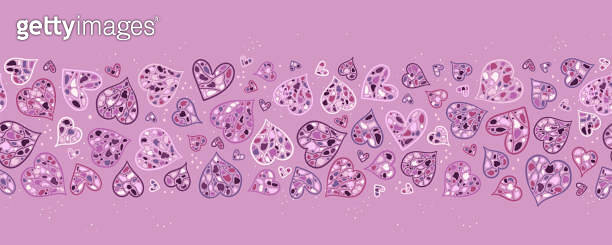 Lovely hand drawn horizontal hearts seamleass pattern, doodle ...