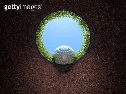 golf hole, view from inside, ball falling. 이미지 (1285950840) - 게티이미지뱅크