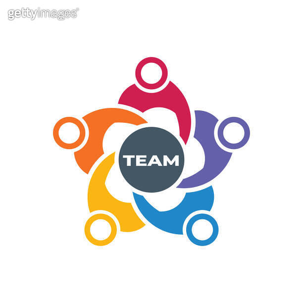 Teamwork Five Friends Logo. Concept of Group of People, happy team ...