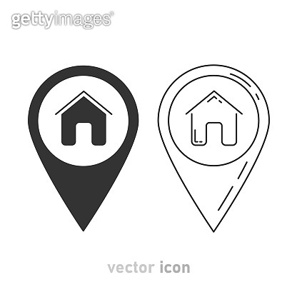 Two gray home pointer icons on white background. Vector illustration ...