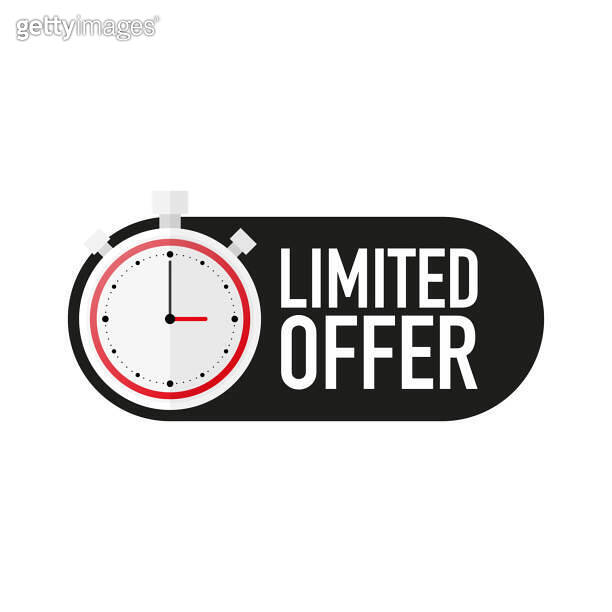 Timer with LIMITED OFFER text countdown vector illustration template on ...