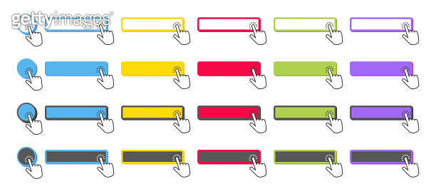 Click button. Collection cursor pointer clicking on buttons, pointing ...