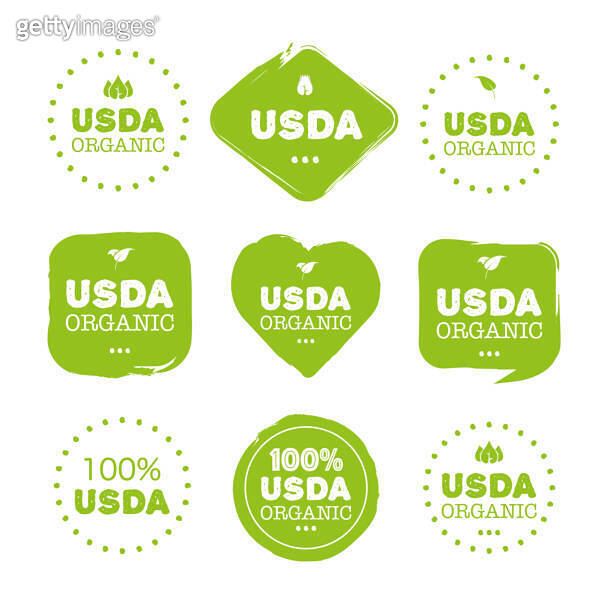 Fresh healthy USDA organic set logo labels and tags the different ...