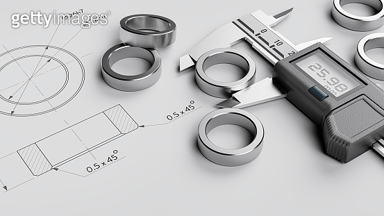 The quality control of part dimensions using calipers and technical ...