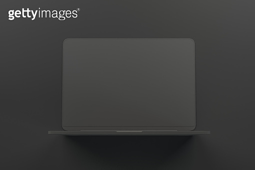 All black minimal concept with onepiece single material black laptop at ...