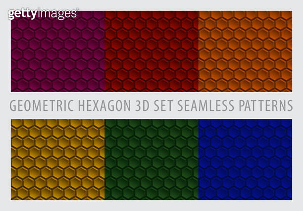 Geometric Hexagon 3D Set Seamless Patterns.eps 이미지 (1267133195) - 게티이미지뱅크