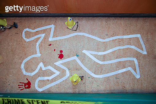Concept and fictive view of the crime scene secured by the police ...