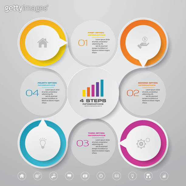 4 steps simple&editable process chart infographics element. 이미지 ...