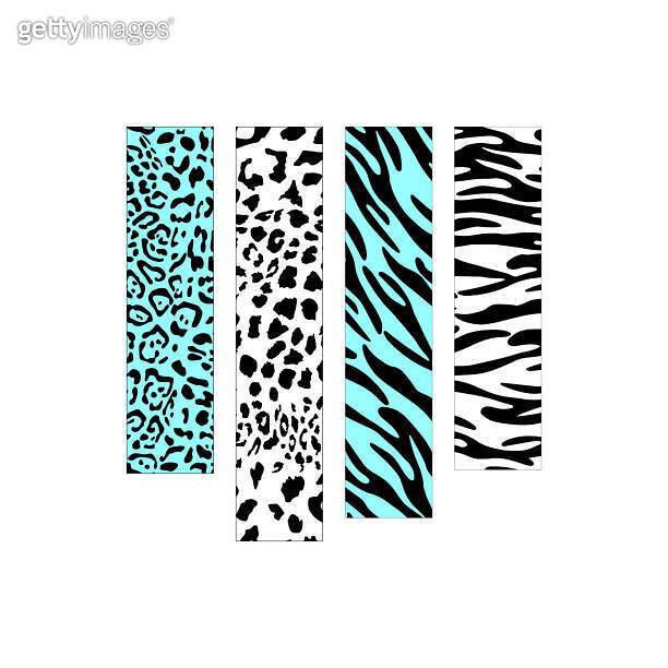 Strips of exotic animal textures. Cheetah, leopard, tiger, Zebra. Wild ...