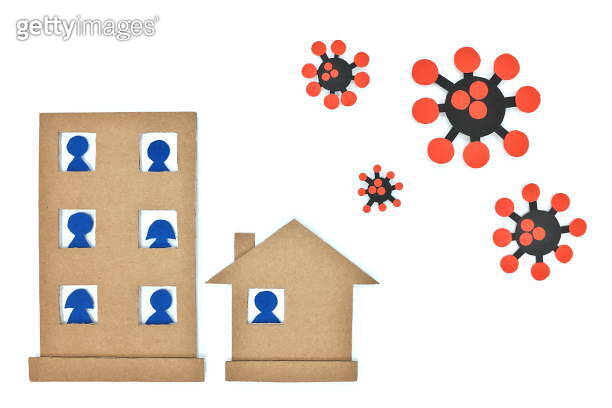 Silhouette of people inside house during coronavirus pandemic. Stay ...