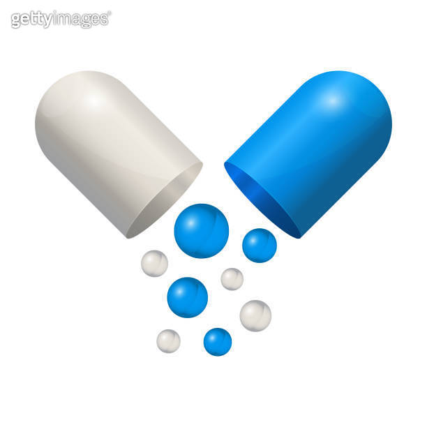 Capsule icons 3d realistic, blue and red pills isolated on white ...