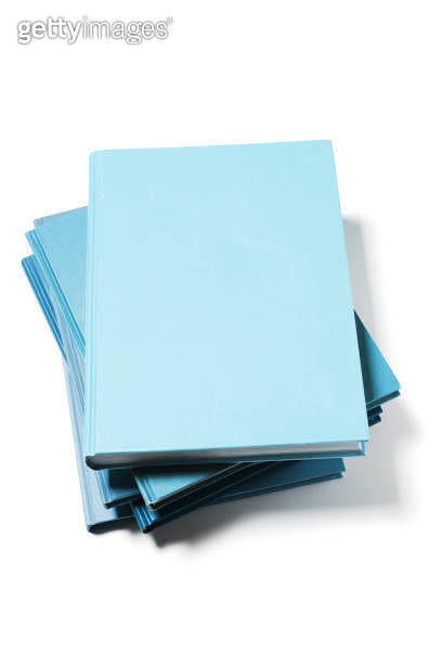 Stack of Blue Color Blank Cover Books on White Background (1199586222 ...