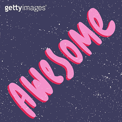 Awesome. Sticker for social media content. Vector hand drawn ...