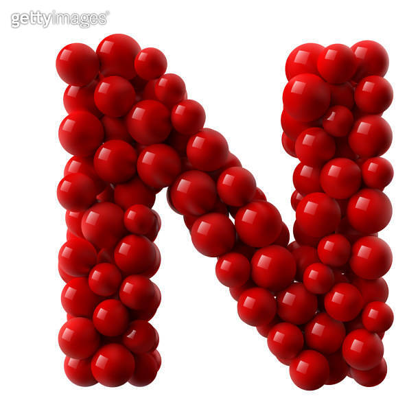 letter N with red colored shiny balls. realistic vector illustration ...