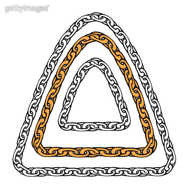 Set of contour chains of triangle shape. The object is separate from ...