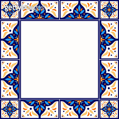 Tile frame vector. Vintage border pattern. Traditional ornamental ...