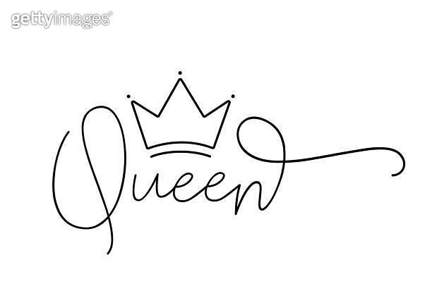QUEEN. Lettering typography script word with crown for poster, vector ...