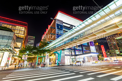Taipei, Taiwan. street view and cityscape of the Xinyi District in the ...