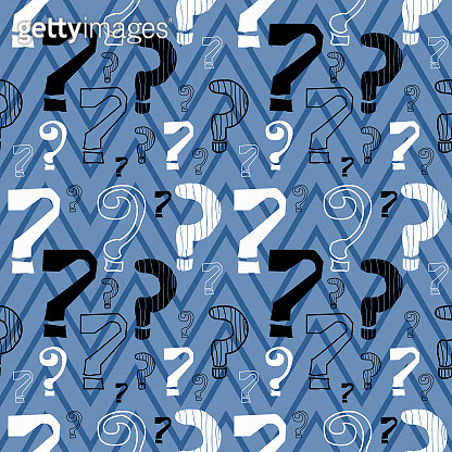 Questions marks seamless pattern. Hand drawn sketched doodle signs ...
