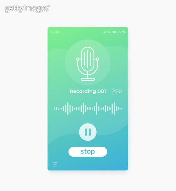 Audio recording app mobile ui design 이미지 (1291950200) - 게티이미지뱅크