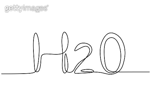 Continuous one single line drawing of H2O in chemistry. Chemical ...