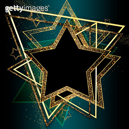 Beautiful sparkling festive background. Shiny stars and triangles. 3d ...