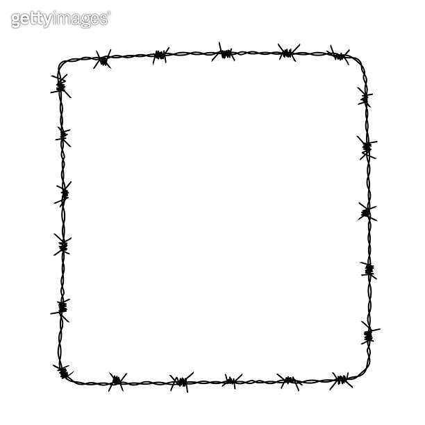 Square frame from barbed wire silhouette. Vector illustration of box ...