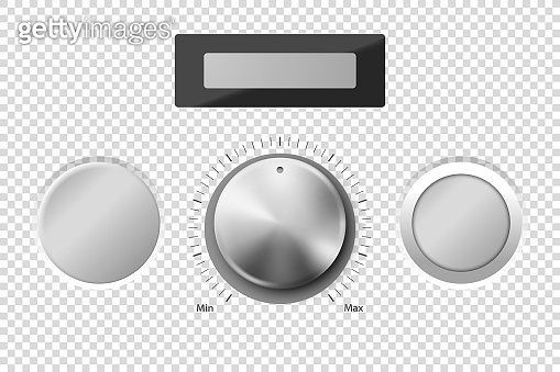 Vector 3d Realistic Blank Steel, Chrome, Silver Metal Control Button ...