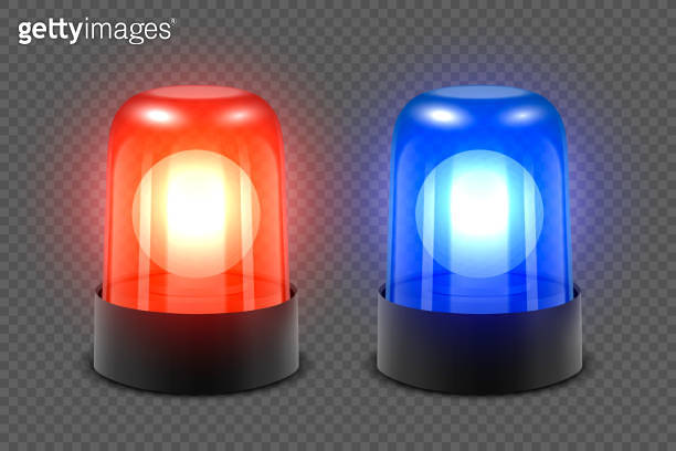 Vector 3d Realistic Red and Blue Turn On Police Flasher Siren Set ...
