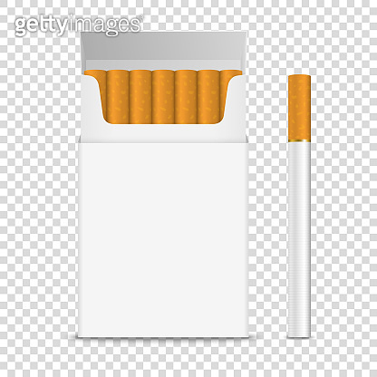 Vector Realistic Opened Clear Blank Cigarette Pack Box and Cigarette ...