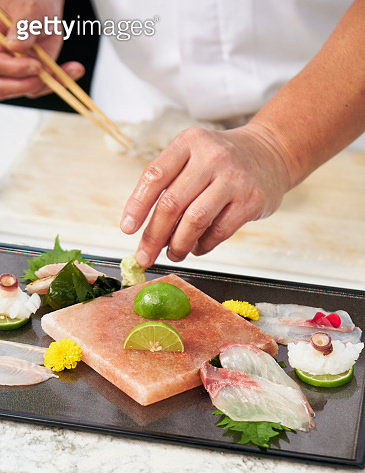 Sashimi Platter with Himalayan Rock Salt, Premium Sashimi prepared by ...