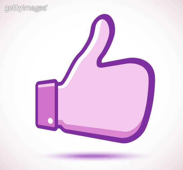 Do symbol. Thumbs up violet emblem. Like icon i perspective. Vector ...