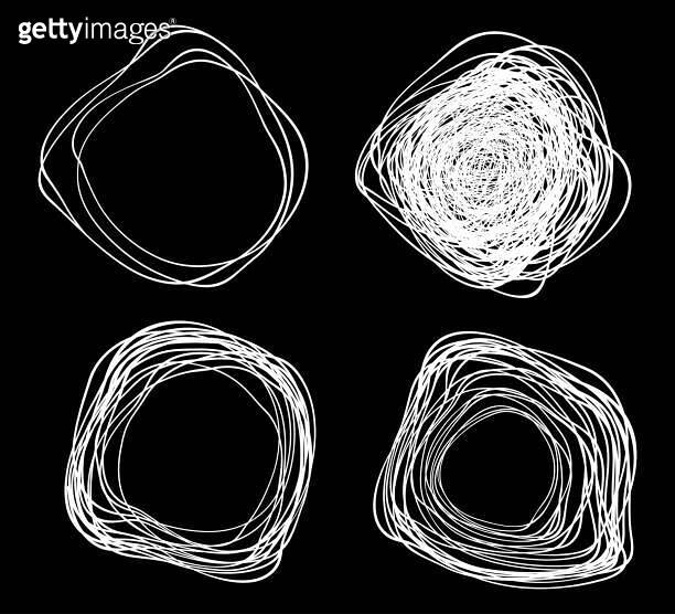 Set of vector hand drawn distorted circles using sketch drawing ...