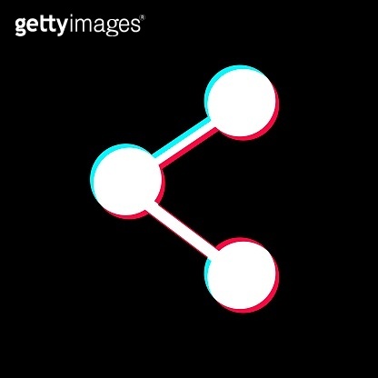 Vector line share, network icon suitable on black background,Social media modern design button ...
