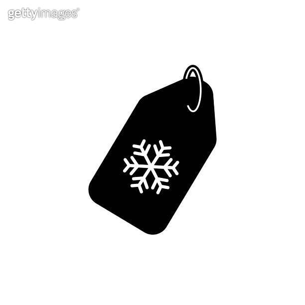 Black Price tag with snowflakes. Flat design. Vector graphics. 이미지 ...